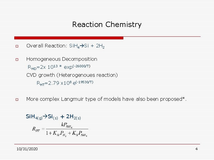 Reactor Models for Silane Pyrolysis in Fluid Bed