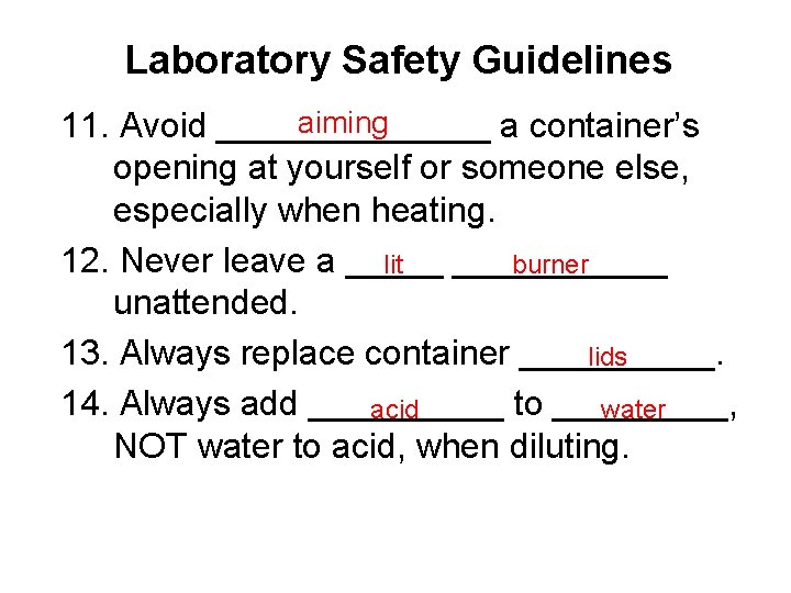 Lab Safety Laboratory Safety Guidelines Directions 1 Follow