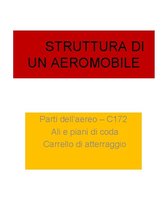 STRUTTURA DI UN AEROMOBILE Parti dellaereo C 172