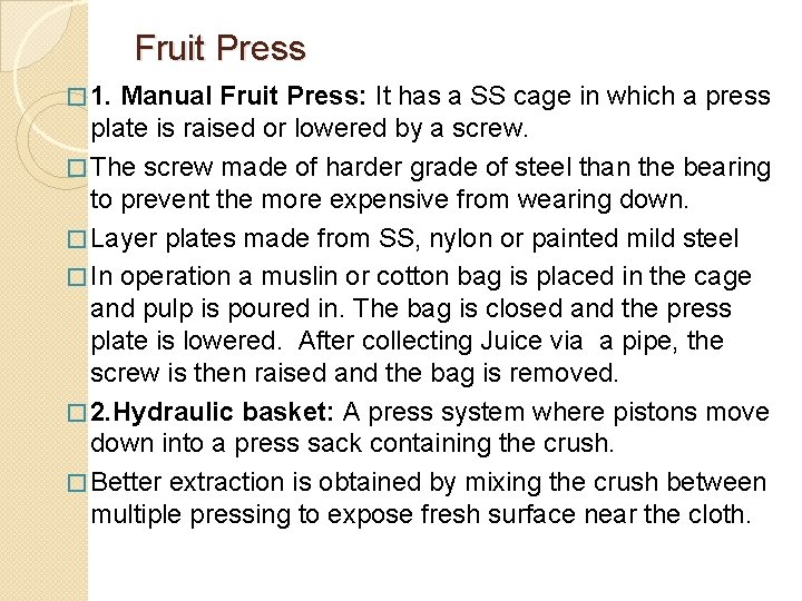 Equipments for Pulping Fruits and Vegetables Food Engineering