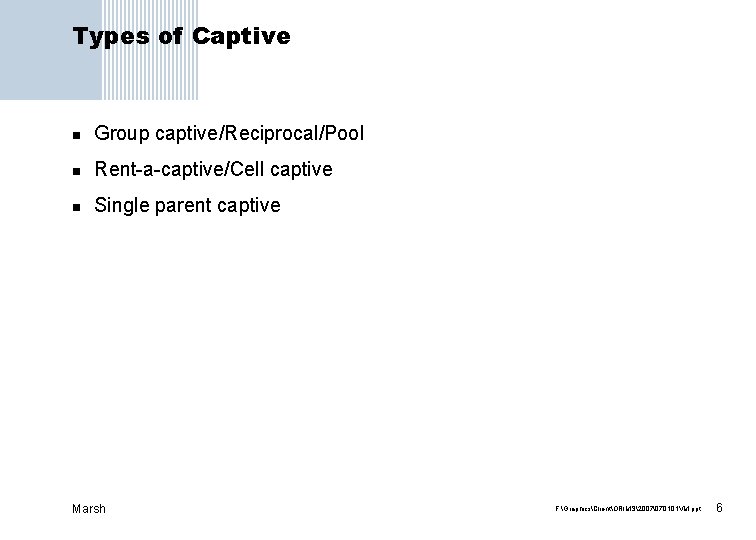 January 17 2007 Captive Insurance Overview ORIMS Note