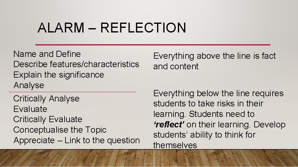 ALARM NBSC FRESHWATER SENIOR CAMPUS RESPONSE TO FUNDAMENTAL
