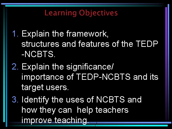 SLE 2 The TEDP NCBTS for every Filipino