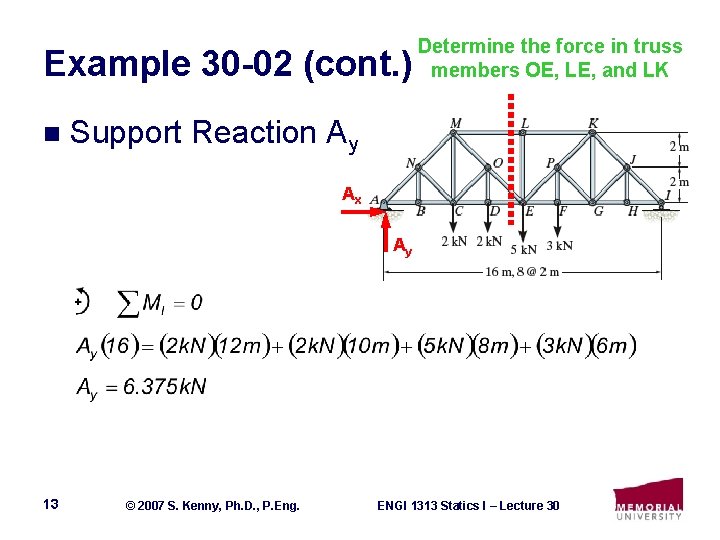 ENGI 1313 Mechanics I Lecture 30 Examples on