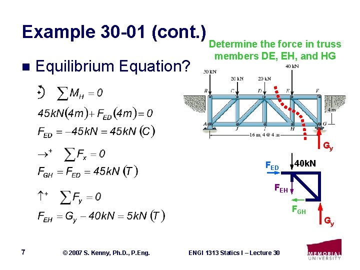 ENGI 1313 Mechanics I Lecture 30 Examples on
