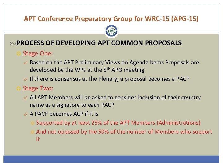 PREPARATION OF APT FOR WRC15 ASIA PACIFIC TELECOMMUNITY