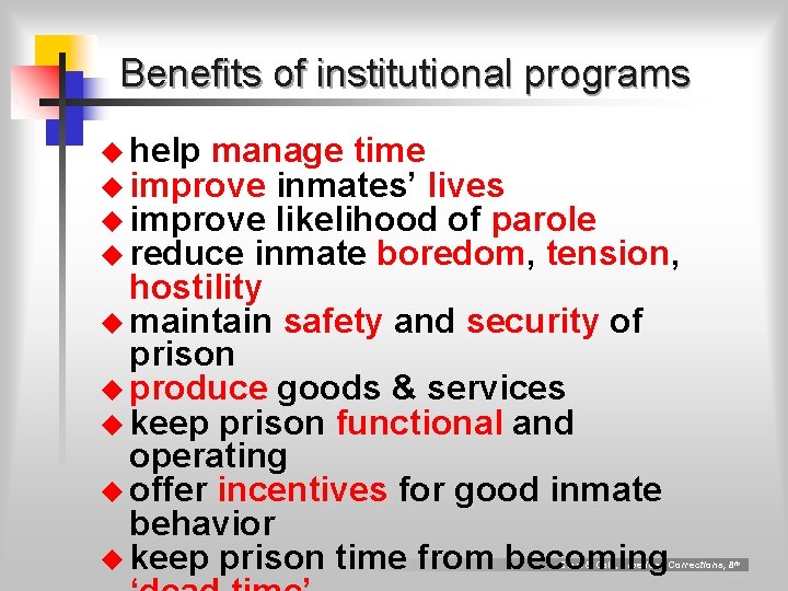 Chapter 14 Institutional Programs Clear Cole American Corrections