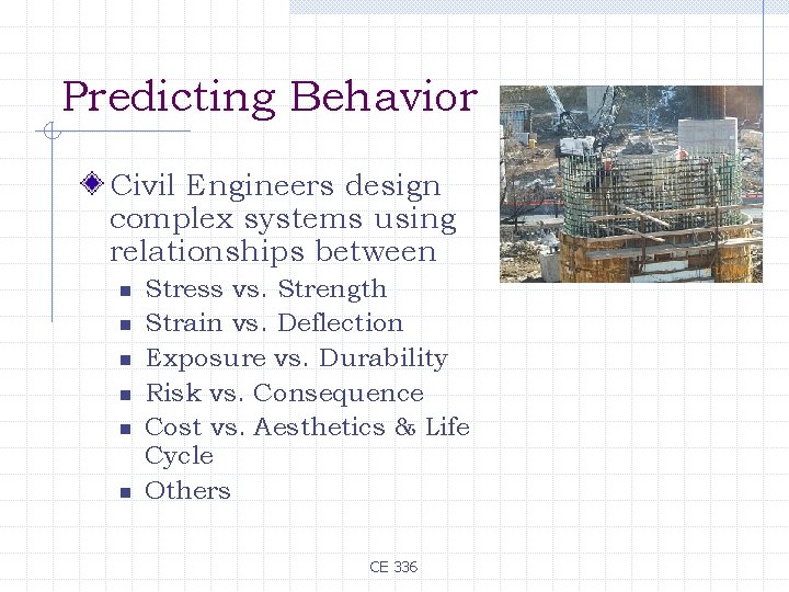 Materials Science in Civil Engineering CE 336 Introduction