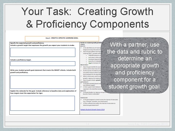 Student Growth Goals Professional Learning 1 Jenny Ray