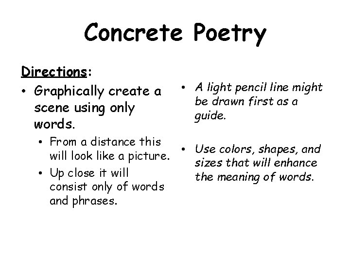 THE ENGLISH ROOM msrogerscomcast net Concrete Poetry Concrete