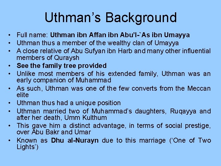 Islamic History the First 150 Years Uthman Crisis