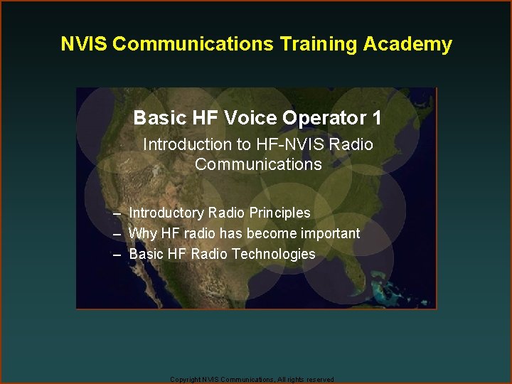 NVIS Communications Training Academy Basic HF Voice Operator