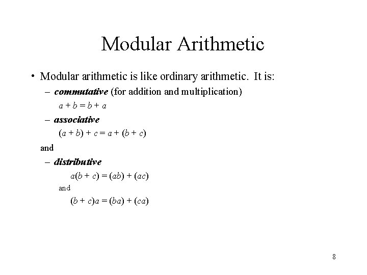 Computer Security Modular Arithmetic 31 October 2020 2004