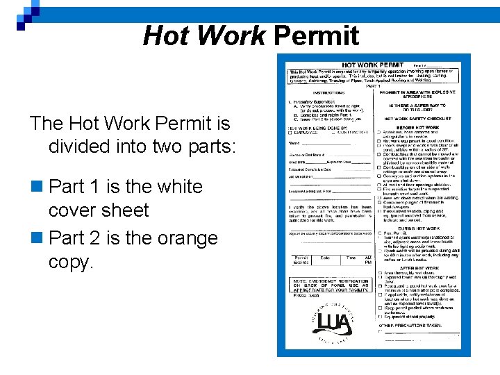 Lumbermens Underwriting Alliance Hot Work Program Employee Presentation