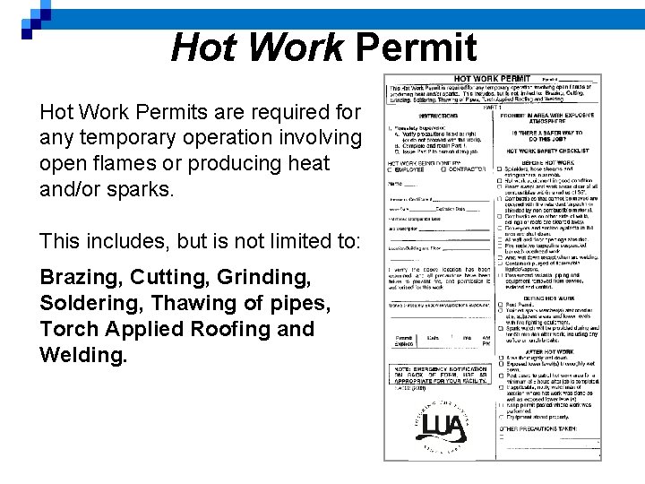 Lumbermens Underwriting Alliance Hot Work Program Employee Presentation