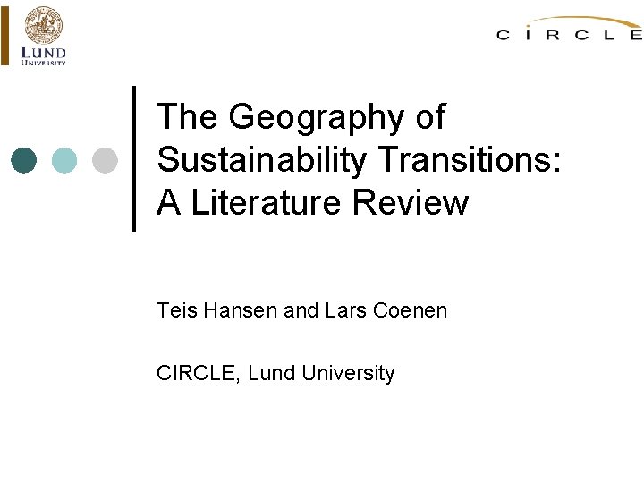The Geography of Sustainability Transitions A Literature Review