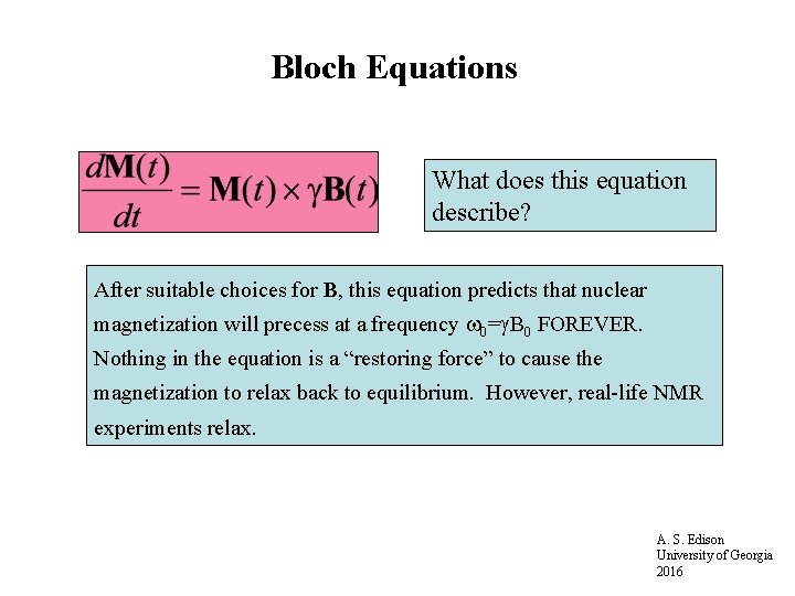 Fast Course in NMR Lecture 2 JanFeb 2016