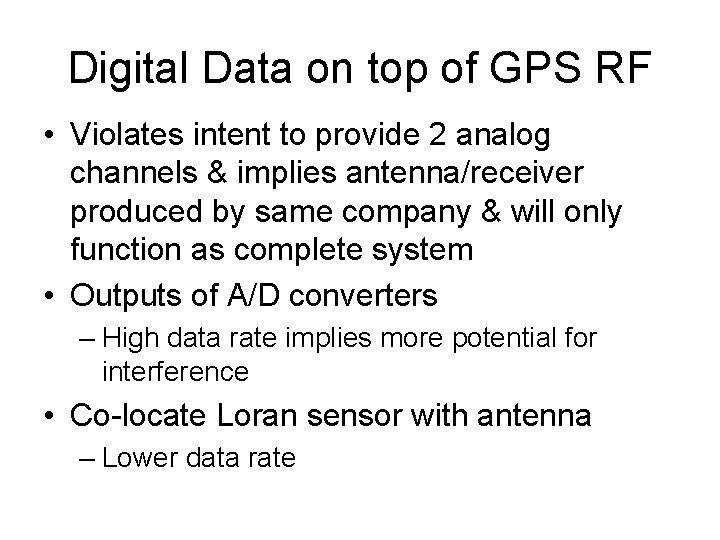 Multiplexing GPS e Loran on single RF cable