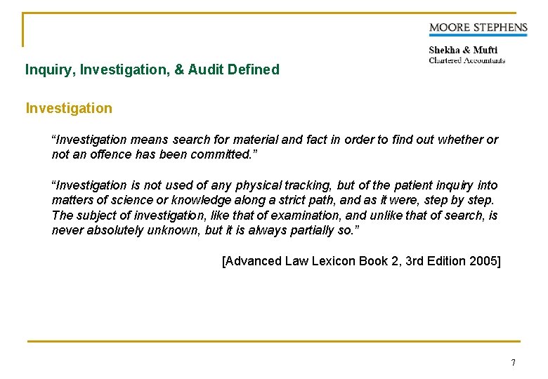 Audit Inquiry Investigation under Sales Tax Act 1990