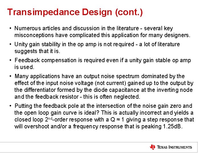 Texas Instruments High Speed Amplifiers Simple Transimpedance Designs