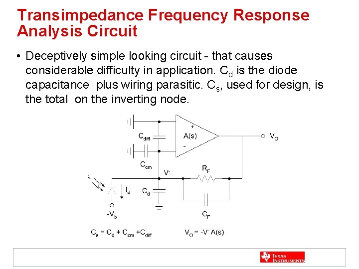 Texas Instruments High Speed Amplifiers Simple Transimpedance Designs