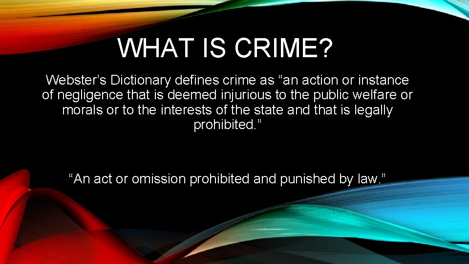 TRUE CRIME Mrs Candi Watson WHAT IS CRIME