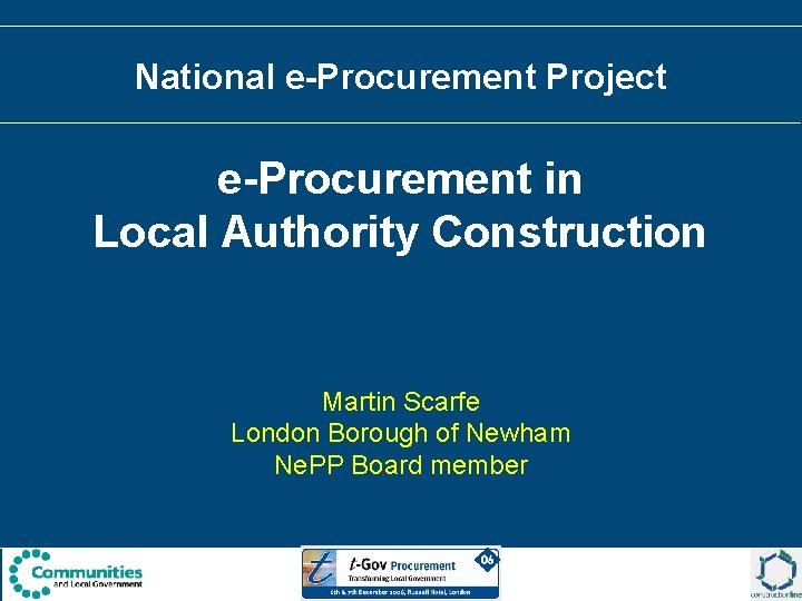National eProcurement Project eProcurement in Local Authority Construction