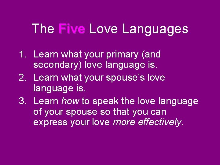 Introduction to the Five LOVE LANGUAGES How to