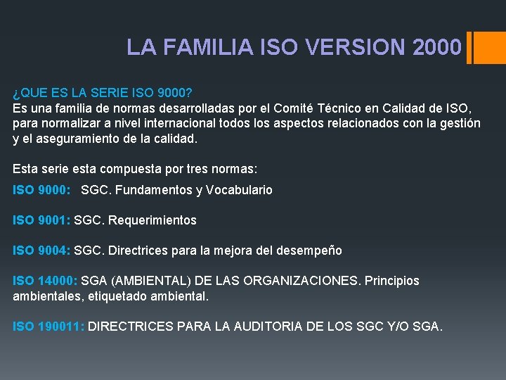 NORMAS ISO Generalidades importancia y concepto ANTECEDENTES DE