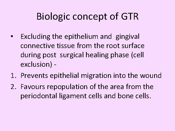 GUIDED TISSUE REGENERATION AND GROWTH FACTORS Specific Learning