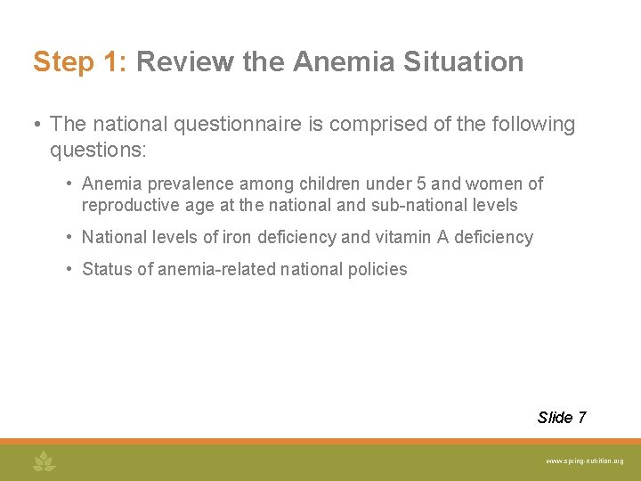 District Assessment Tool for Anemia DATA Overview www