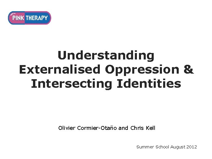 Understanding Externalised Oppression Intersecting Identities Olivier ...