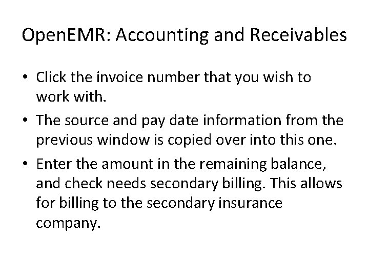 Open EMR Accounting and Receivables Based on Open