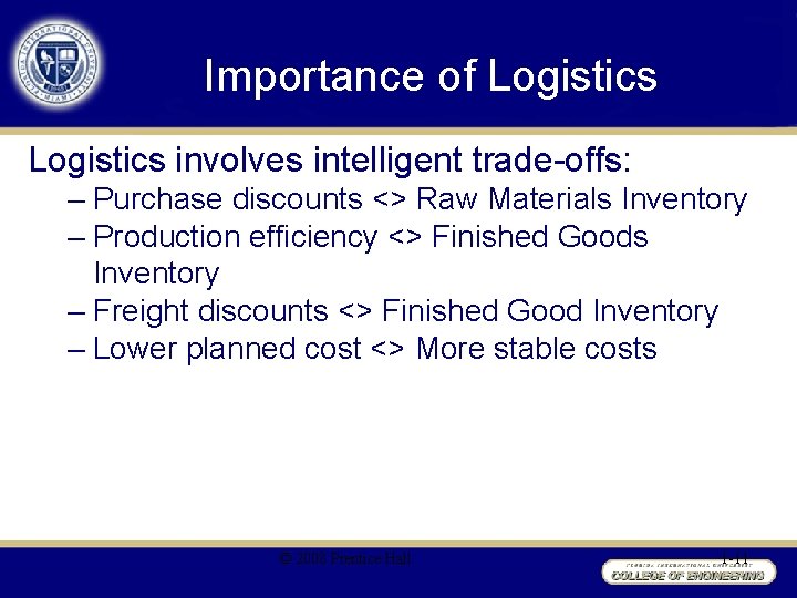 CHAPTER 1 An Overview of Logistics Learning Objectives