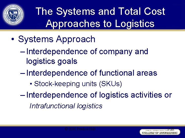 CHAPTER 1 An Overview of Logistics Learning Objectives