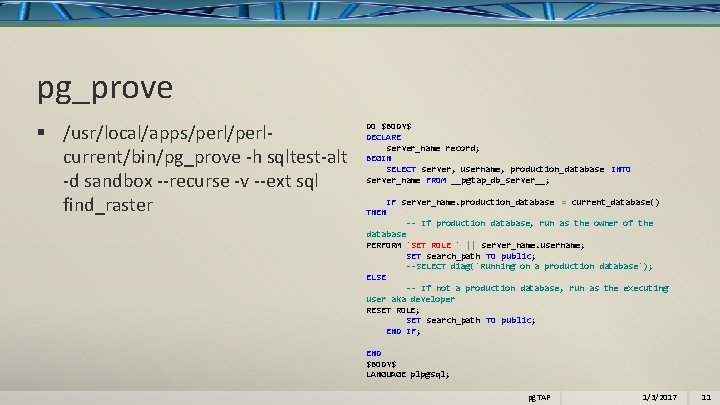 Using pg Tap to unit test your functions