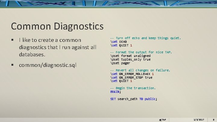 Using pg Tap to unit test your functions