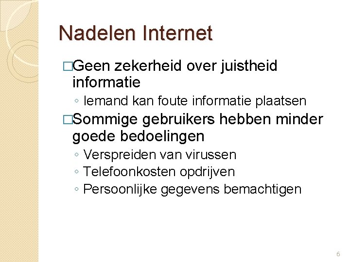 Internet Herman Van den Borre 1 Inhoud cursus