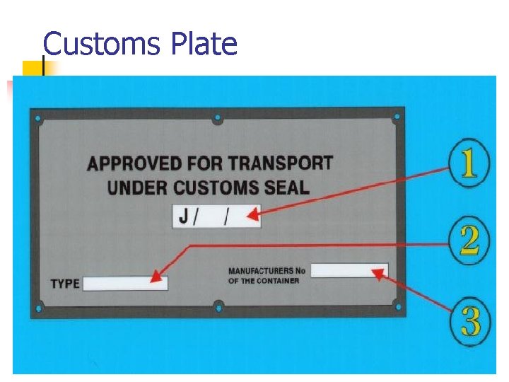 Container Marks and Numbers Objectives n n Explain