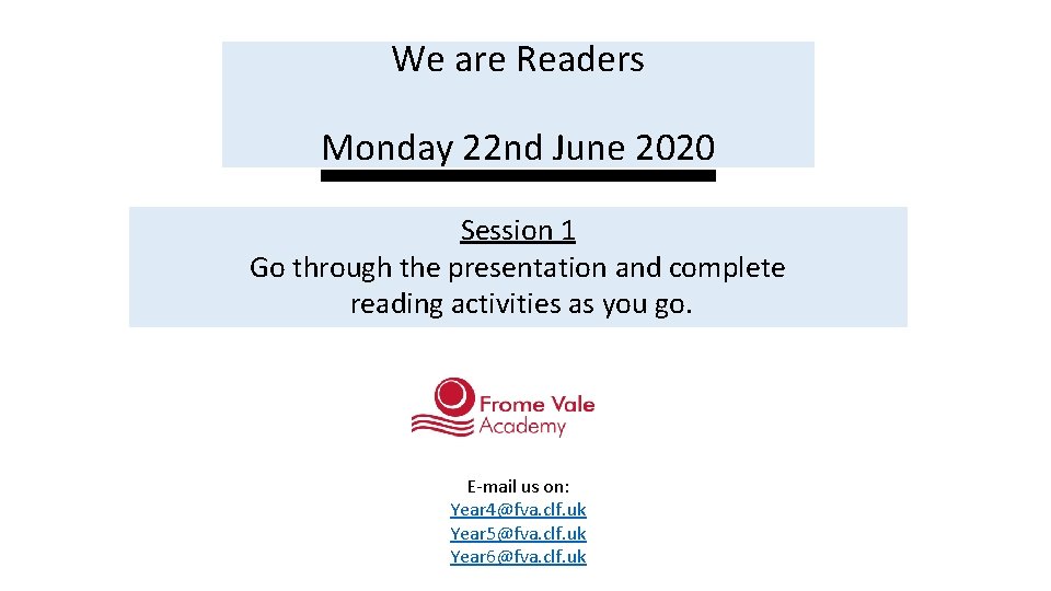 We are Readers Monday 22 nd June 2020