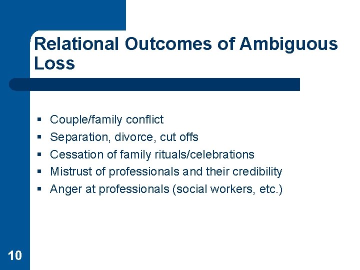 Therapeutic Work with Ambiguous Loss Presented by Family