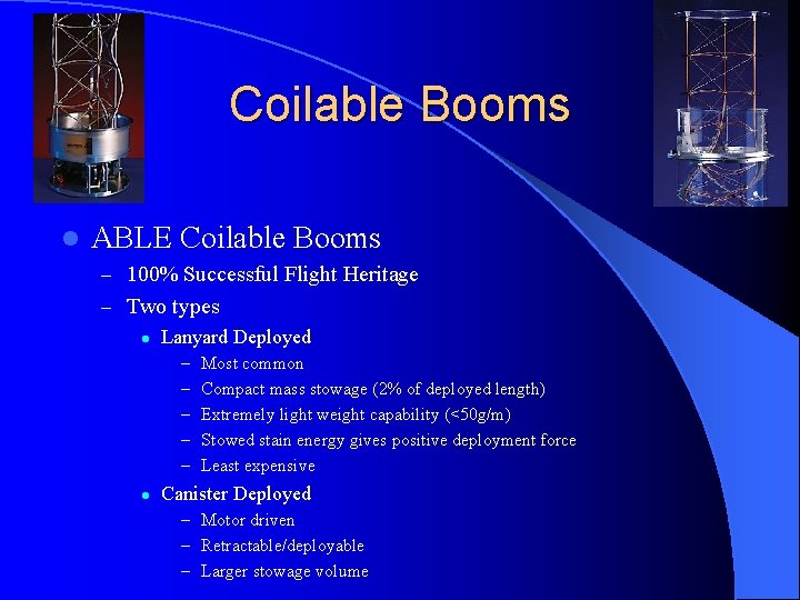 Booms Assuming alternatives are needed in place of