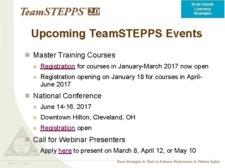 Brain Based Learning Strategies to Improve Team STEPPS