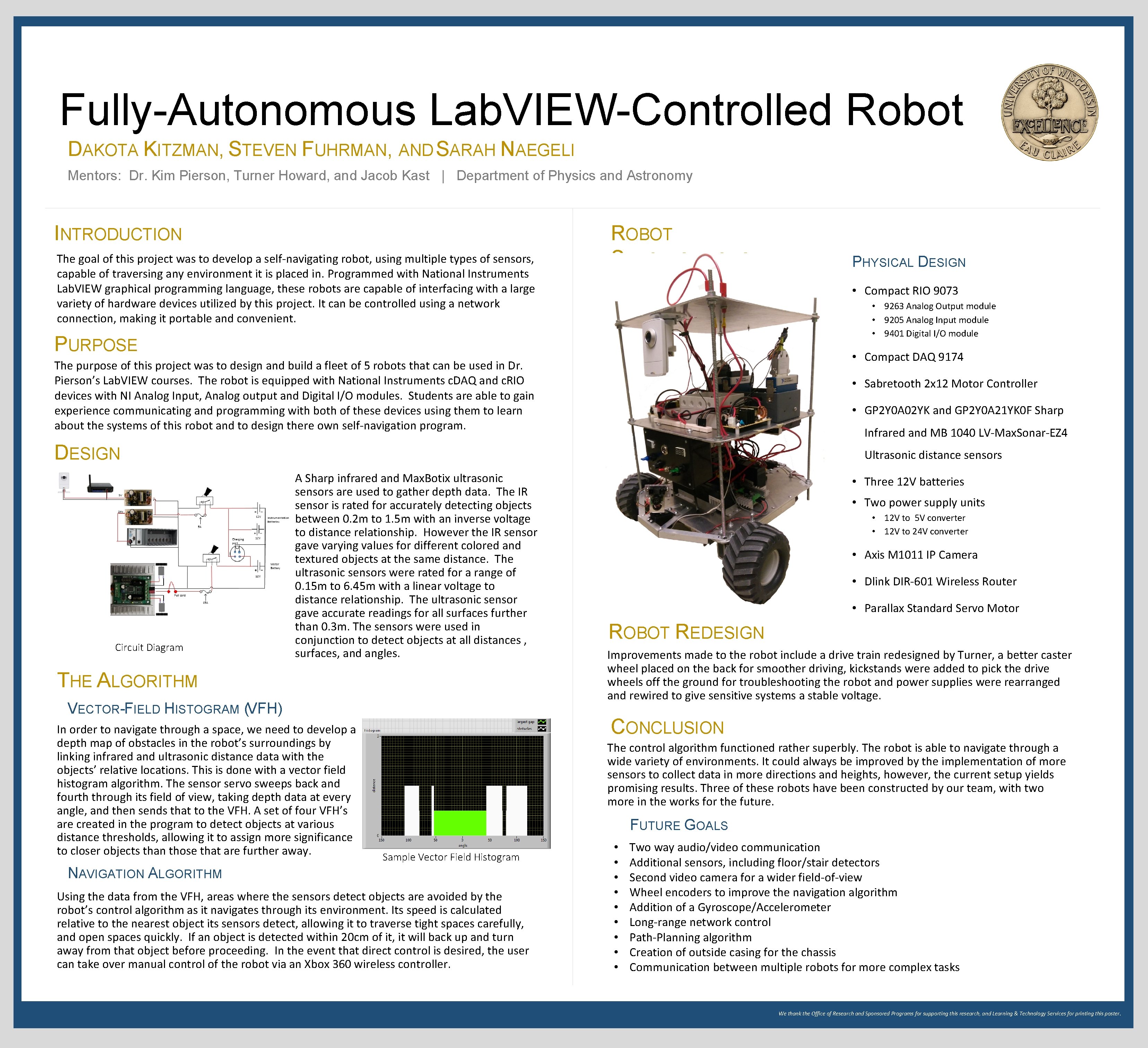 FullyAutonomous Lab VIEWControlled Robot DAKOTA KITZMAN STEVEN FUHRMAN
