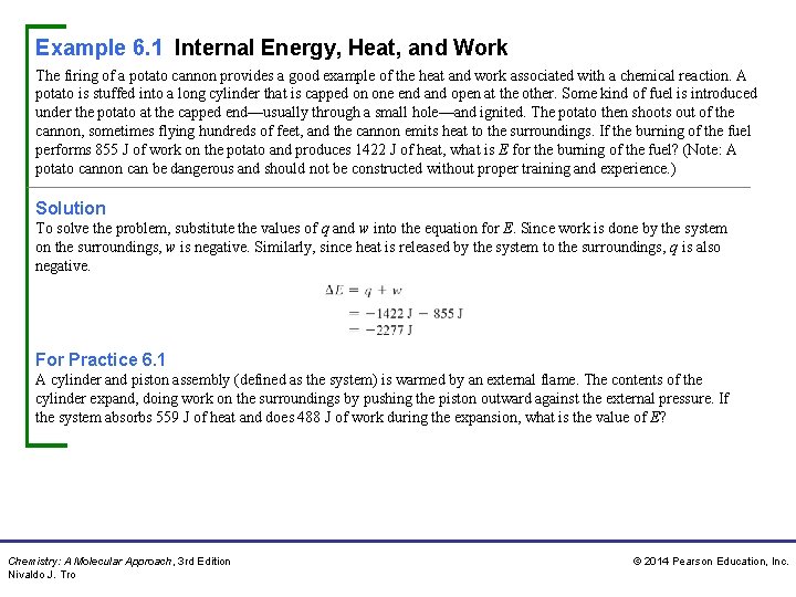 Example 6 1 Internal Energy Heat and Work
