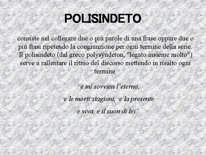 CENNI DI METRICA E FIGURE RETORICHE METRICA IL