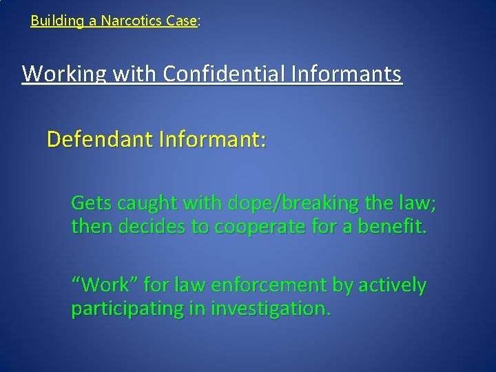 Building a Narcotics Case Annemarie Braun Senior Assistant