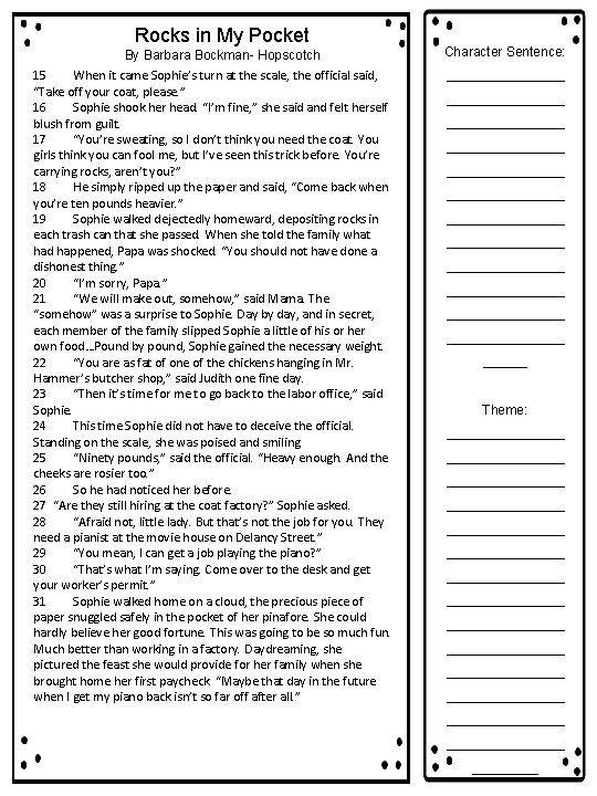 Rocks in My Pocket By Barbara Bockman Hopscotch