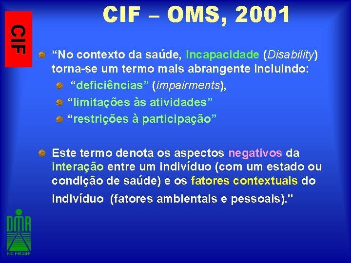 CIF Modelo de Funcionalidade Conceitos da Classificao Internacional