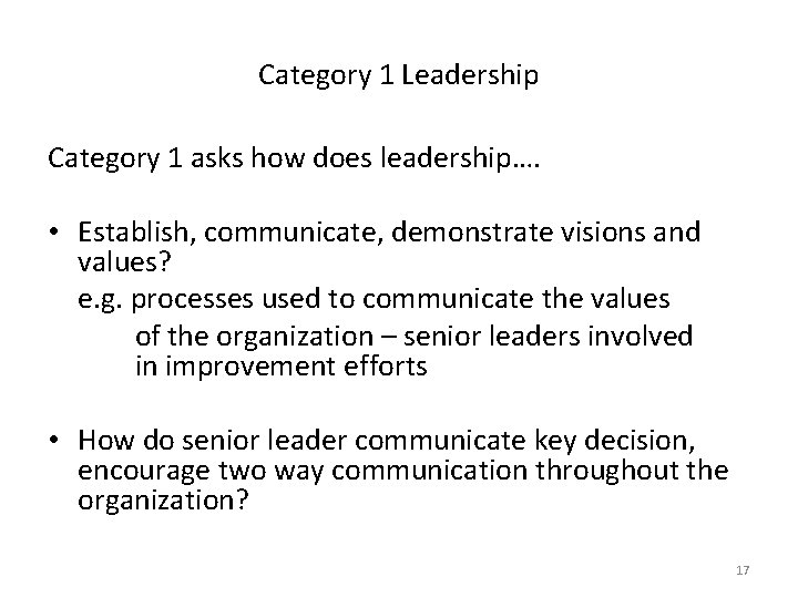 Utilizing the Baldrige Criteria for Performance Excellence to